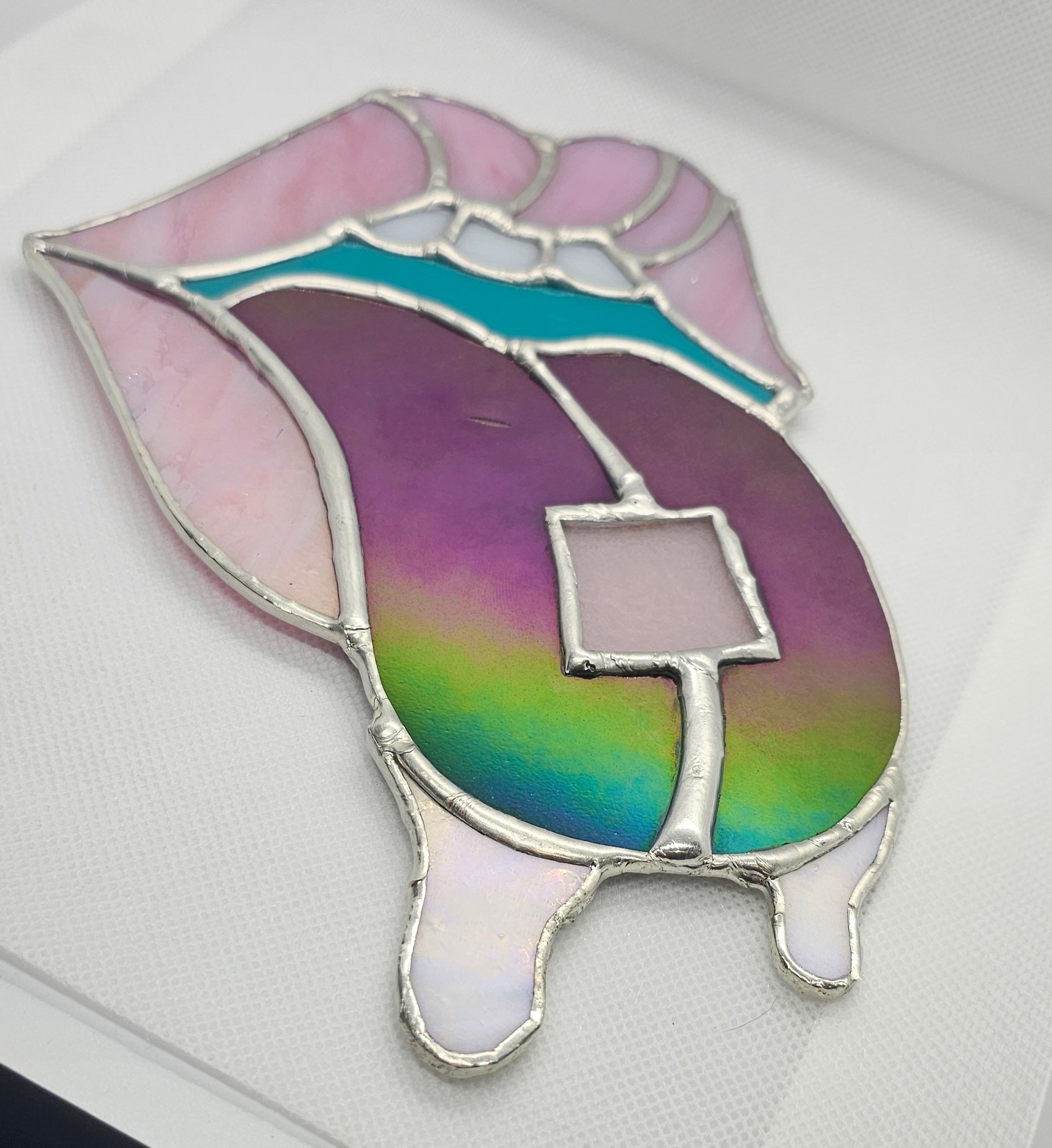 Oil Slick Drip [GLOW-IN-THE-DARK / Color Changing] Stained Glass Wall ...